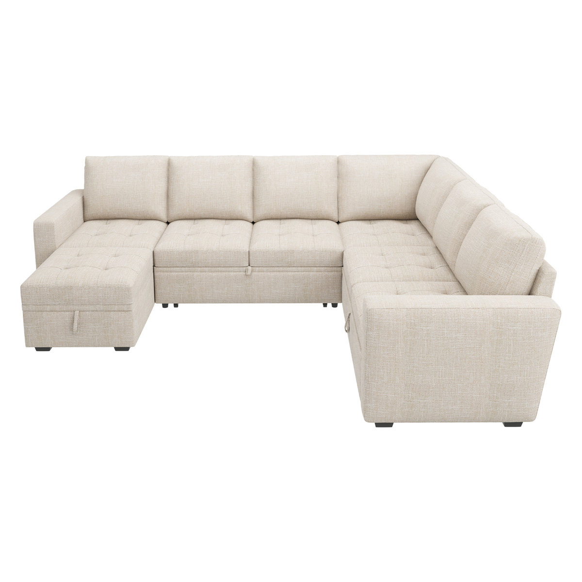 Latitude Run® U Shaped Sleeper Sectional Modular Sofa Bed With Storage Chaise & Reviews | Wayfair